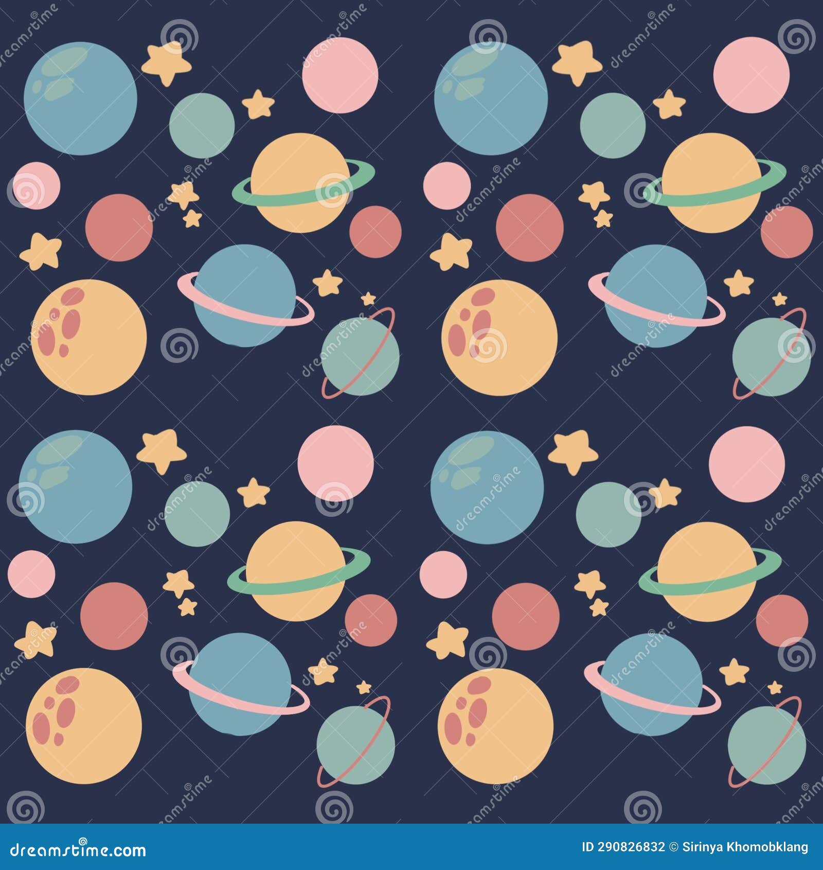 Planets Pattern with Pastel Colors Stock Illustration - Illustration of ...