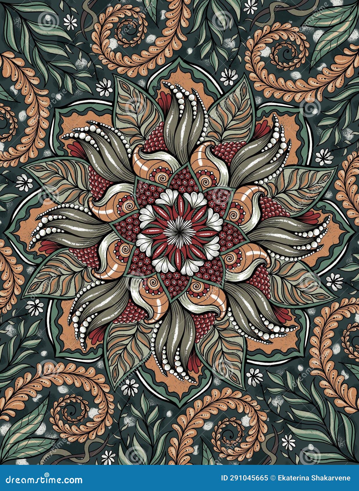 Colored Mandala Illustration, Ethnic Indian, Persian, Arabic Ornamental ...