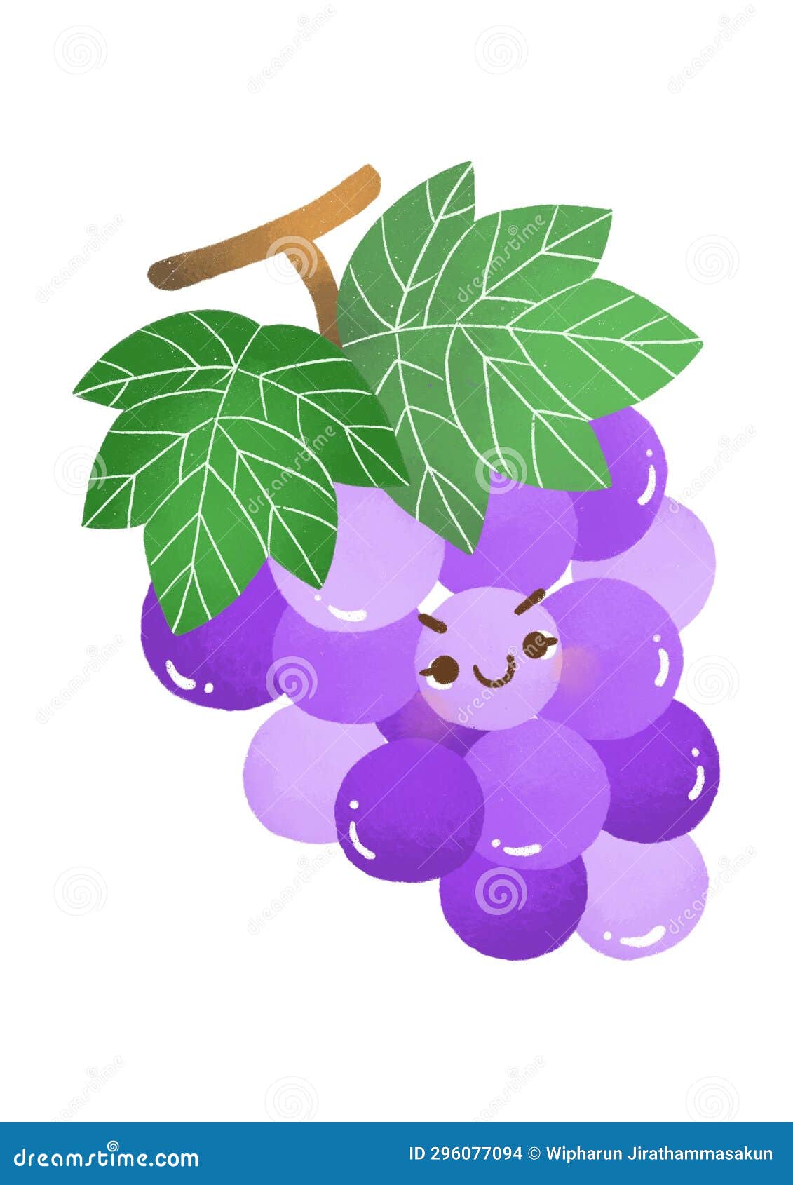 Fruit Cartoon Used in Teaching for Children Grape. Stock Illustration ...