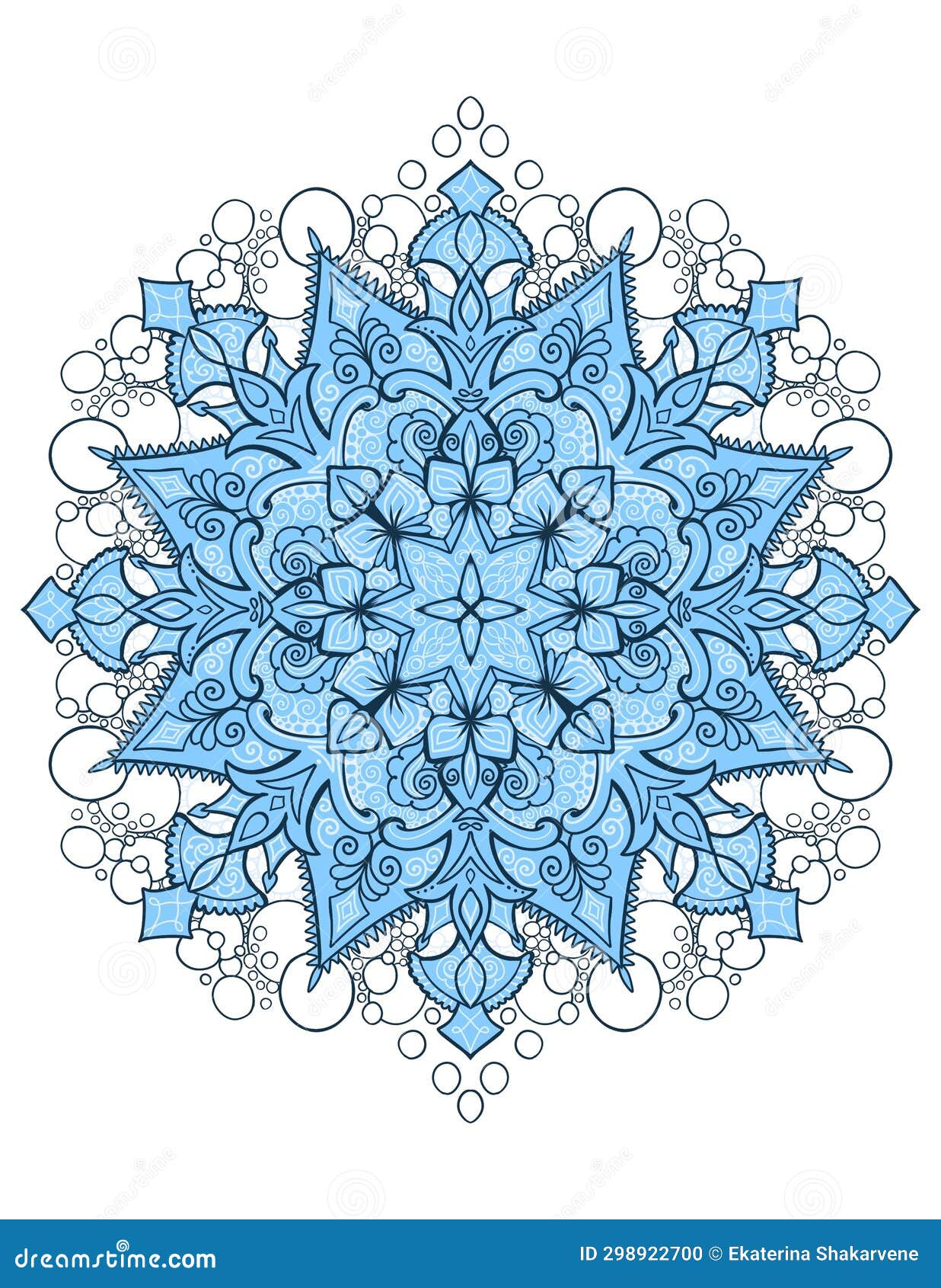 Beautiful Single Ornamental Snowflake Mandala Illustration Isolated on ...