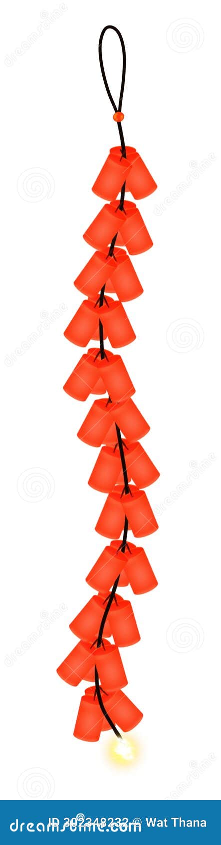 3 Red Chinese Firecrackers for Layer Hang on a Dark Brown String and a ...