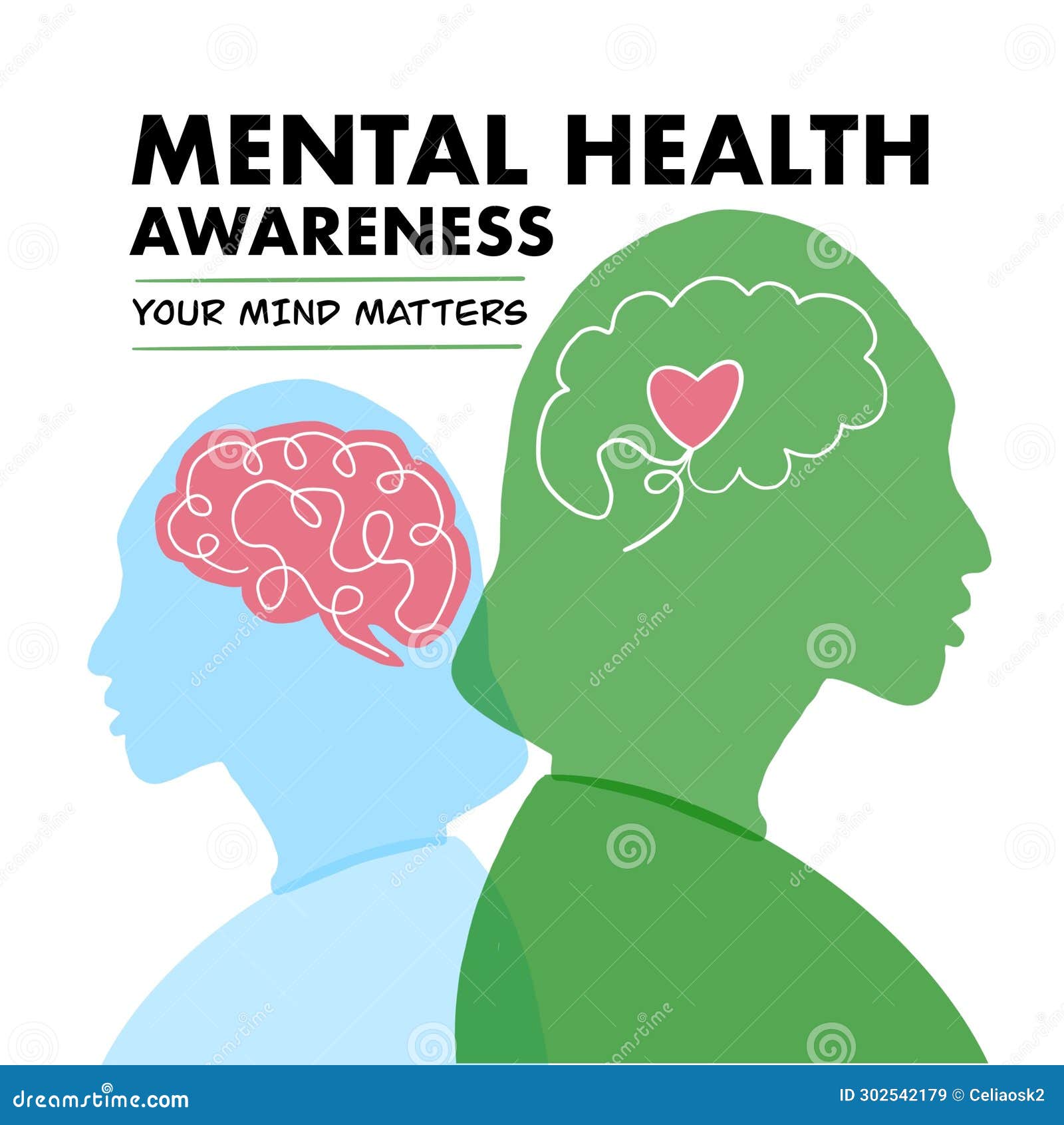 Mental Health Awareness Day. Your Mind Matters Stock Illustration ...