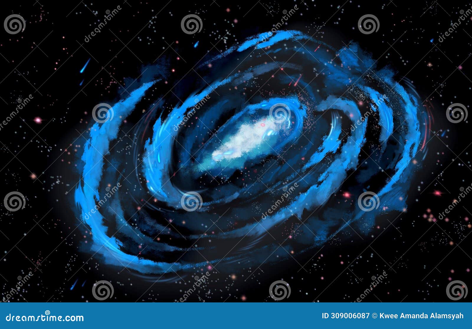 Barred Spiral Galaxy Spinning In Space Flying Through Stars.Whirlpool ...