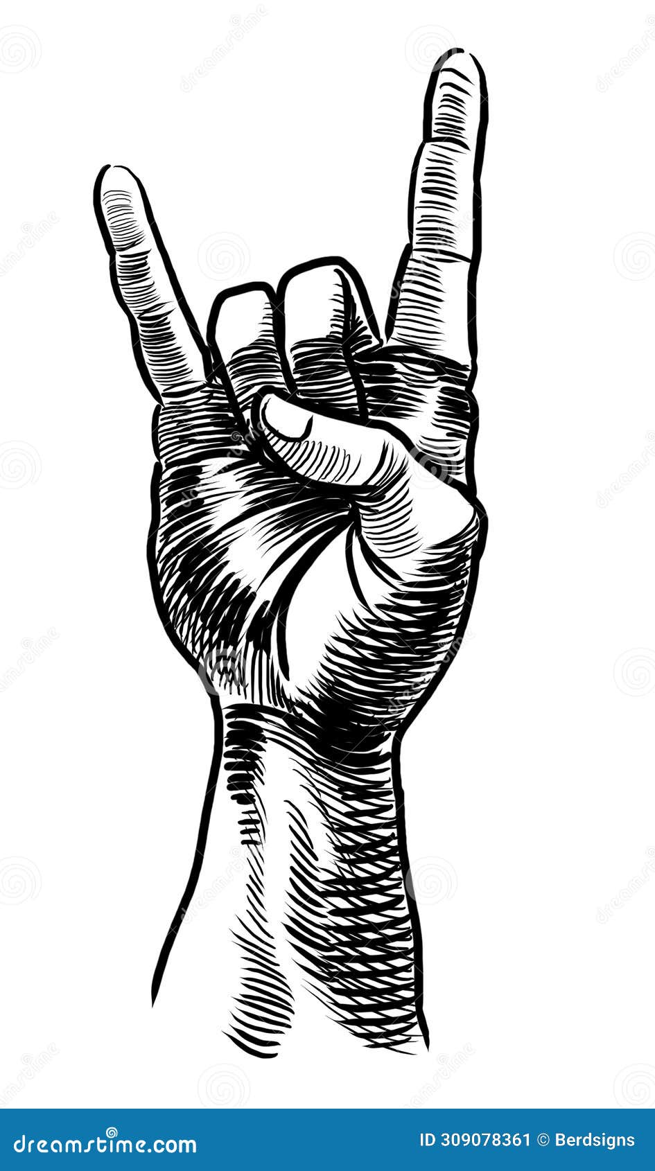 Hand Showing Heavy Metal Sign Stock Illustration - Illustration of ...