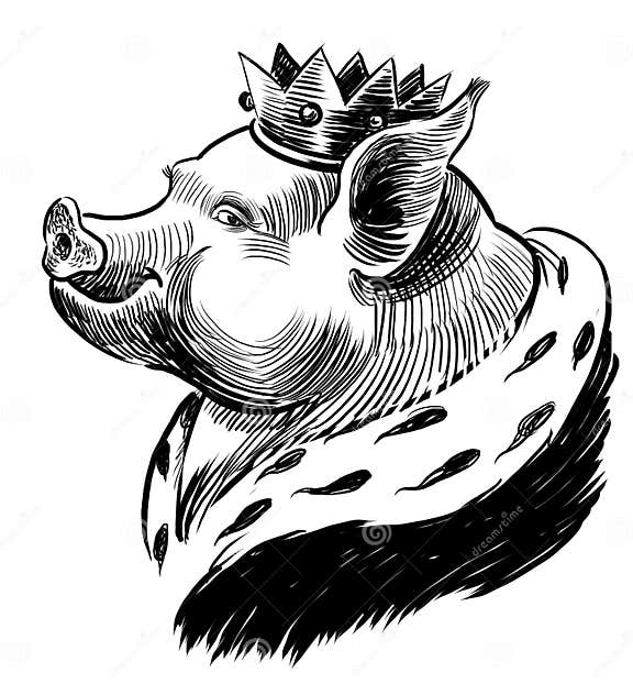 Royal pig in crown stock illustration. Illustration of farm - 311870367