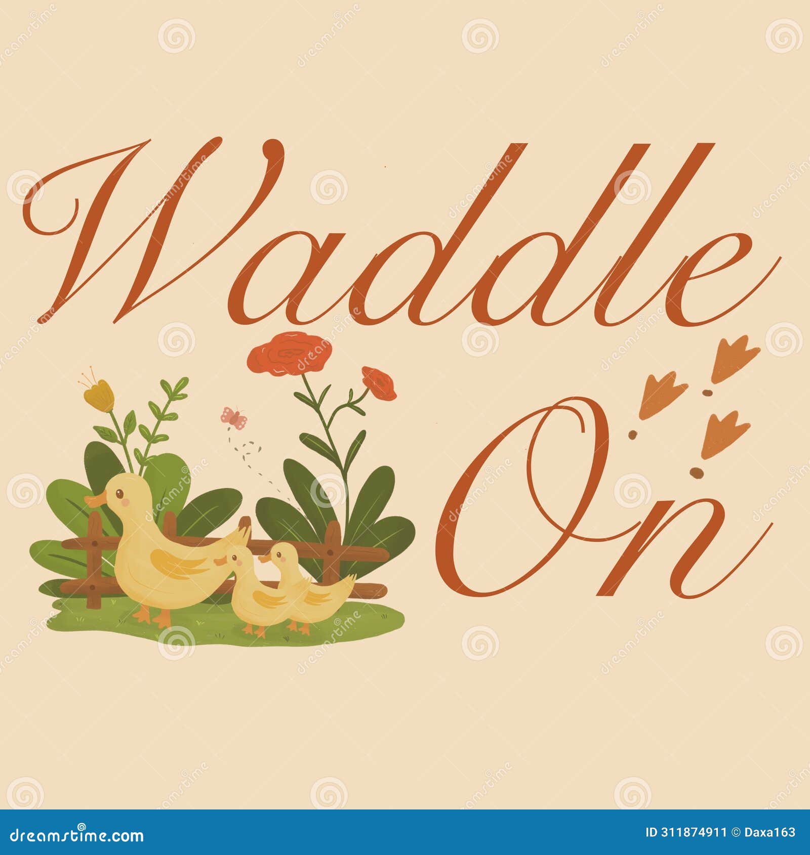 Ducks on a Walk! Waddle on! Stock Image - Illustration of blooming ...