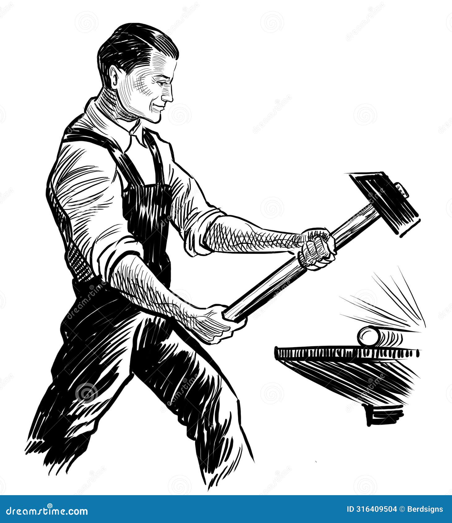 Blacksmith with hammer stock illustration. Illustration of equipment ...