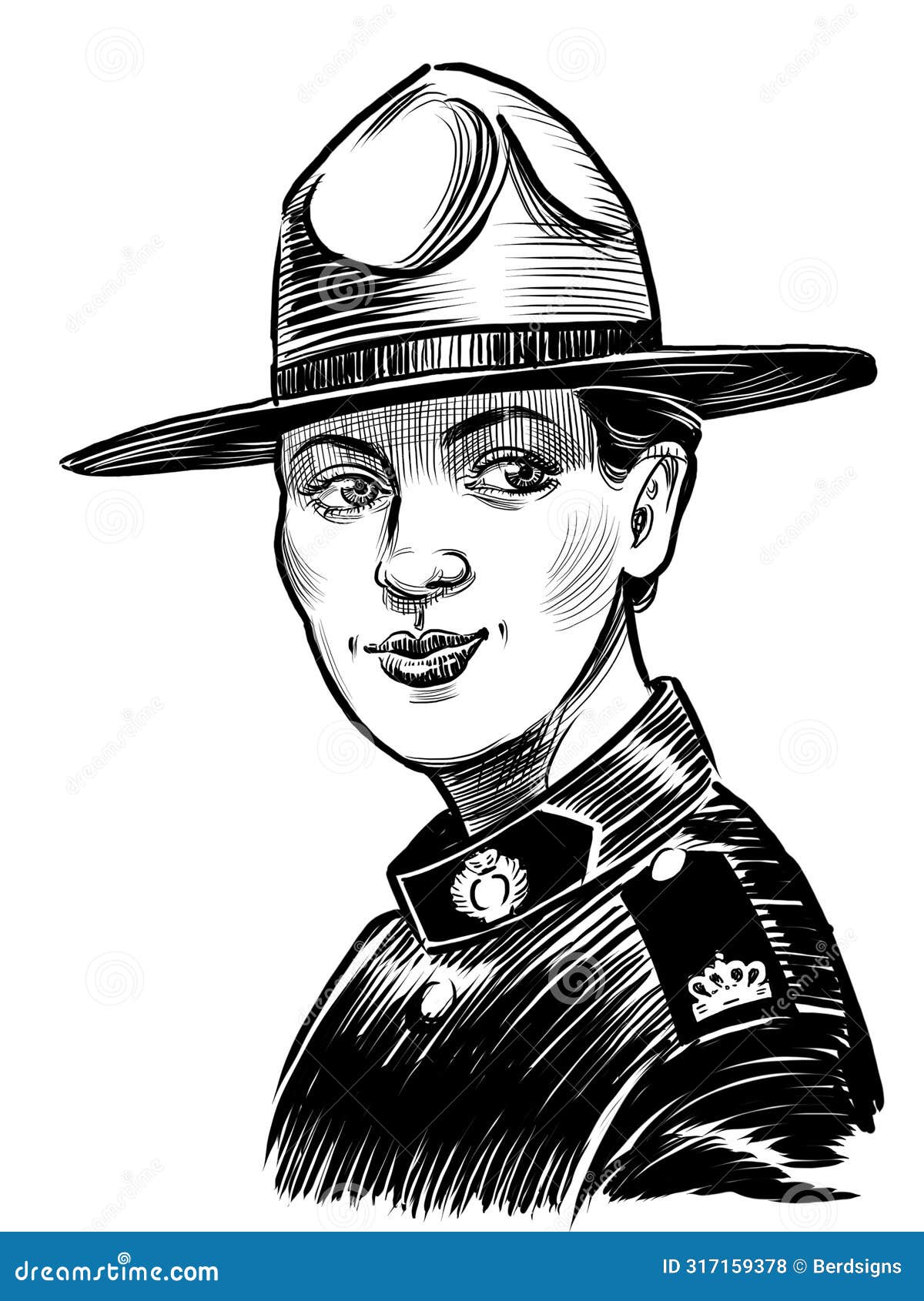 Mounted Police Officer Bust Circle Cartoon | CartoonDealer.com #50885969