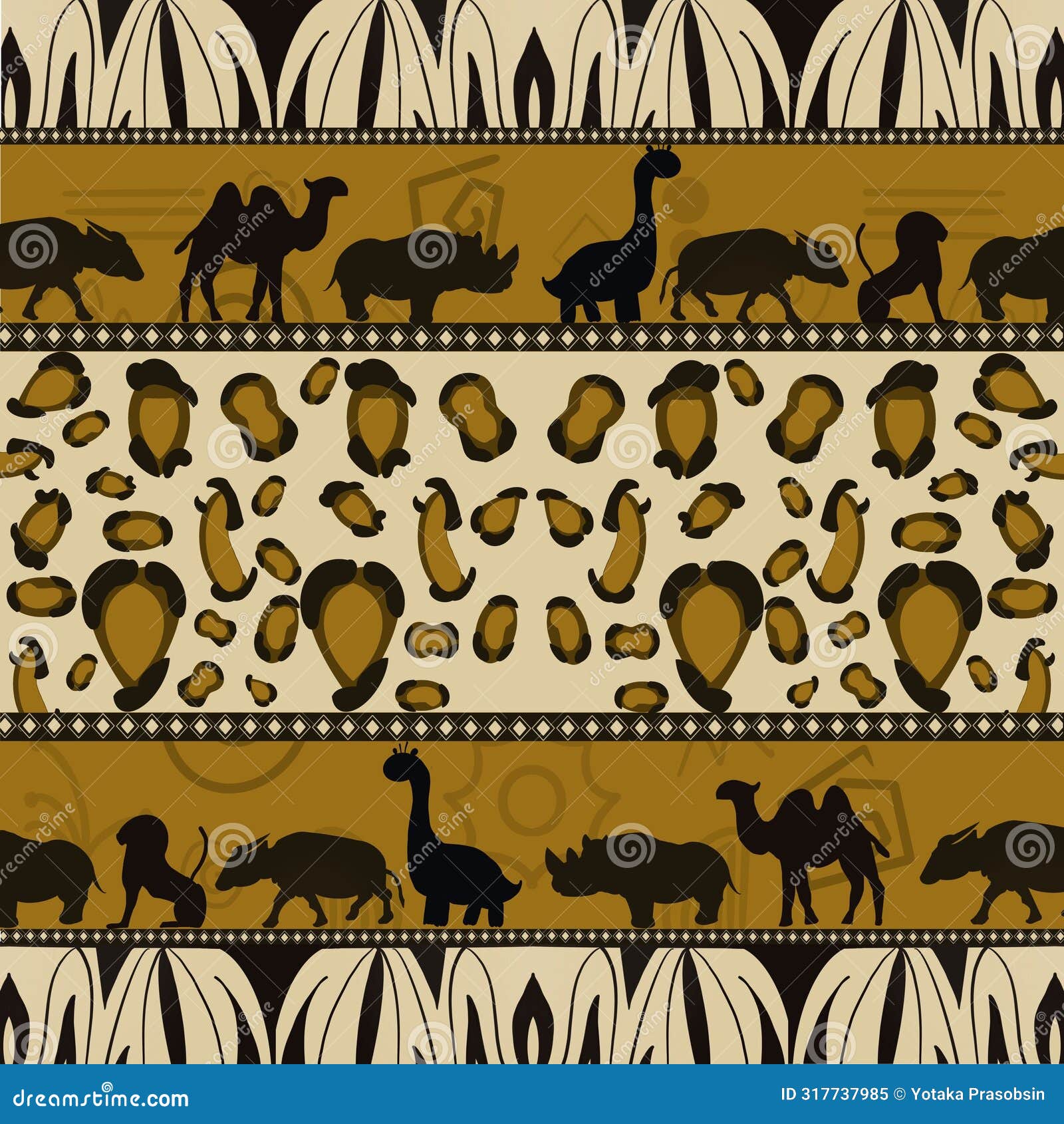 Savannah Serenity: Desert Animal Fabric Patterns Stock Illustration ...