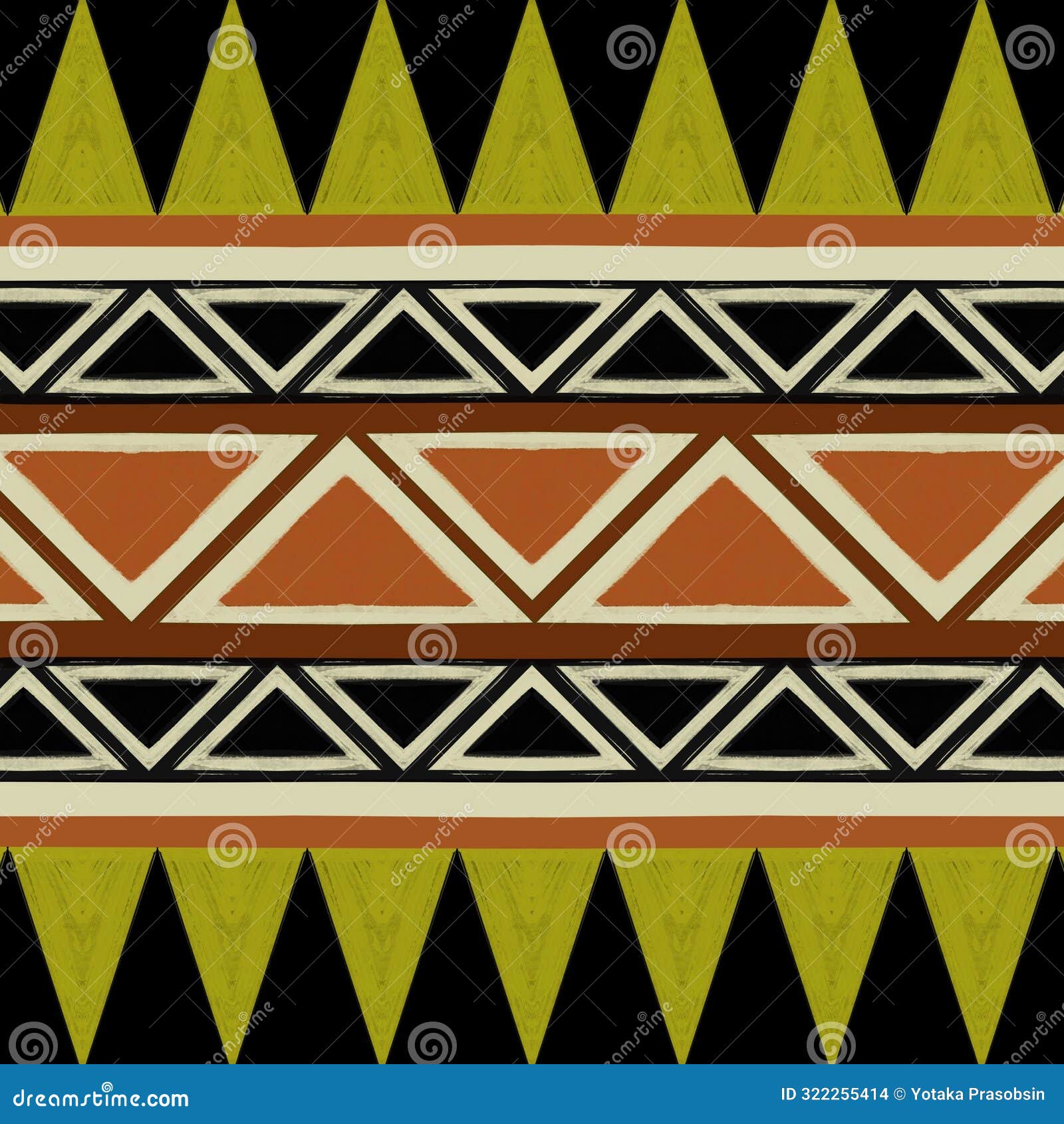 Classic Ethic African Fabric Patterns: Green-Orange Watercolor Beauty ...
