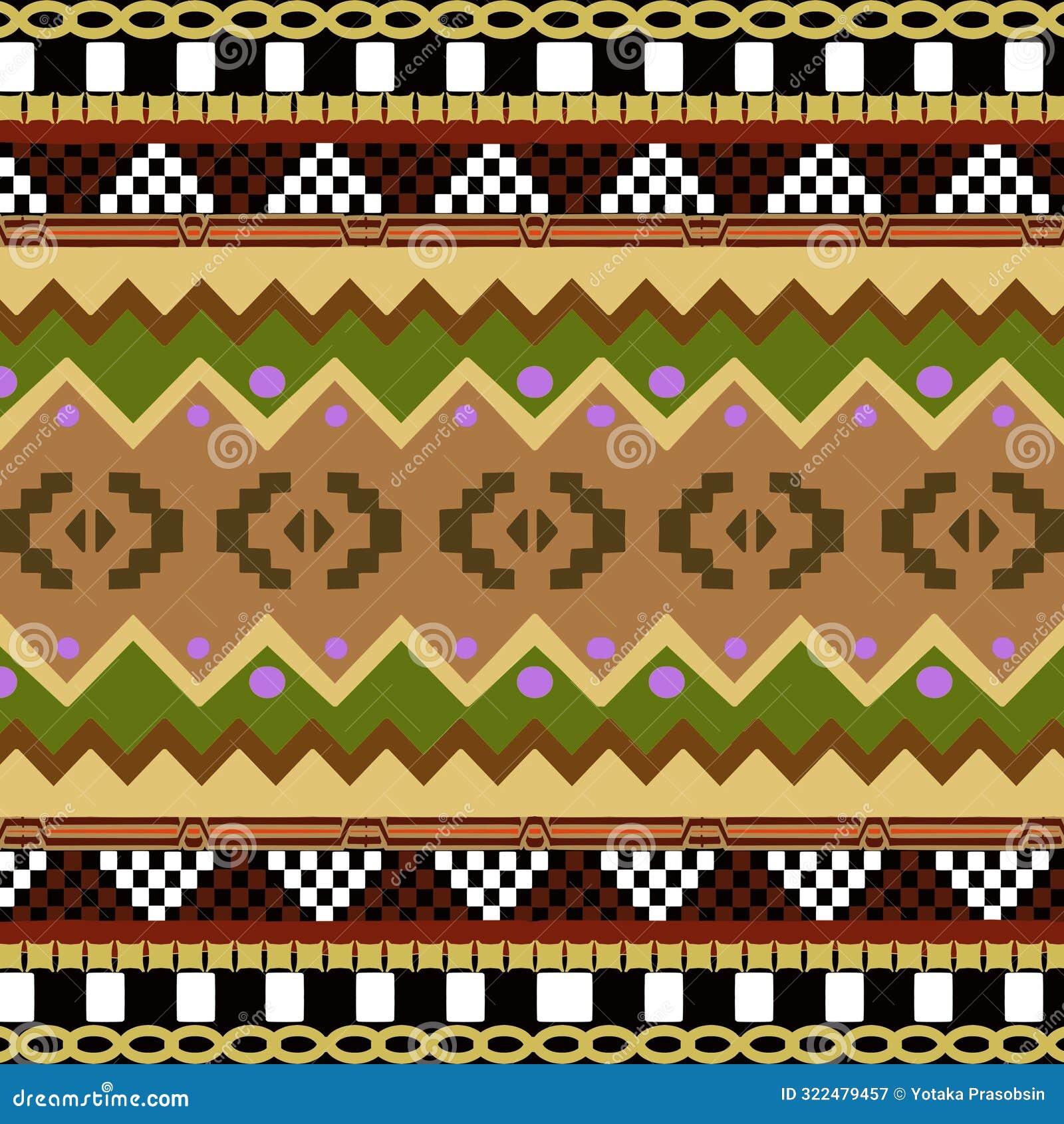 Ethnic African Fabric Pattern in Red, Brown, and White Geometric Style ...