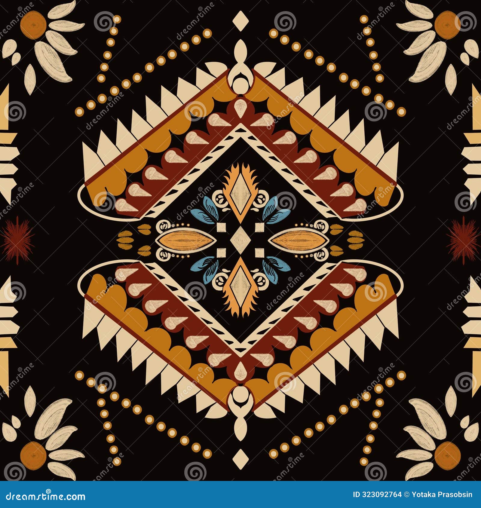Arabian Ethnic Fabric Patterns: Delicate Floral Watermarks on Light ...
