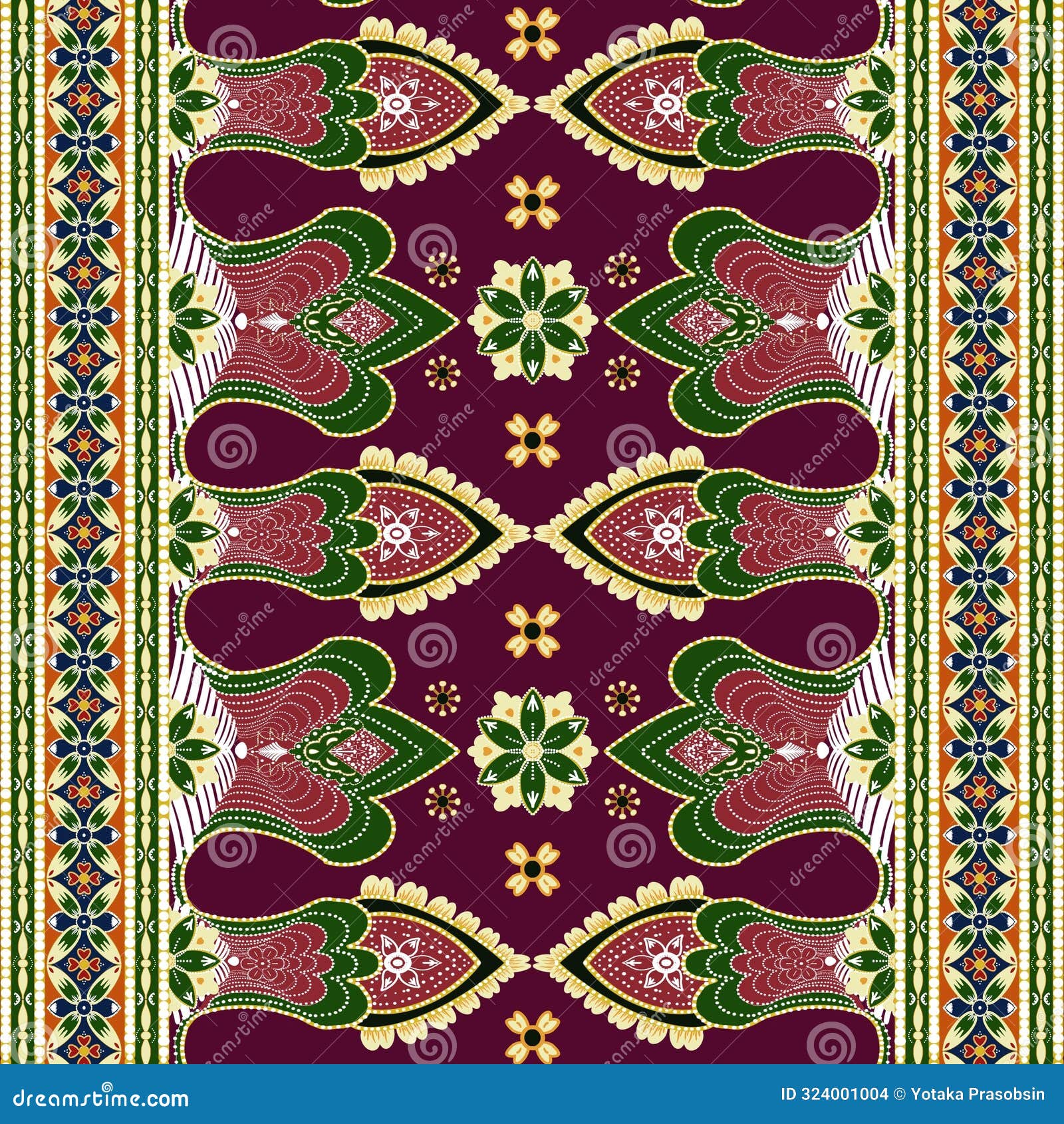 Indian Tribal Fabric Patterns: Floral Designs in Red and Green Tones ...