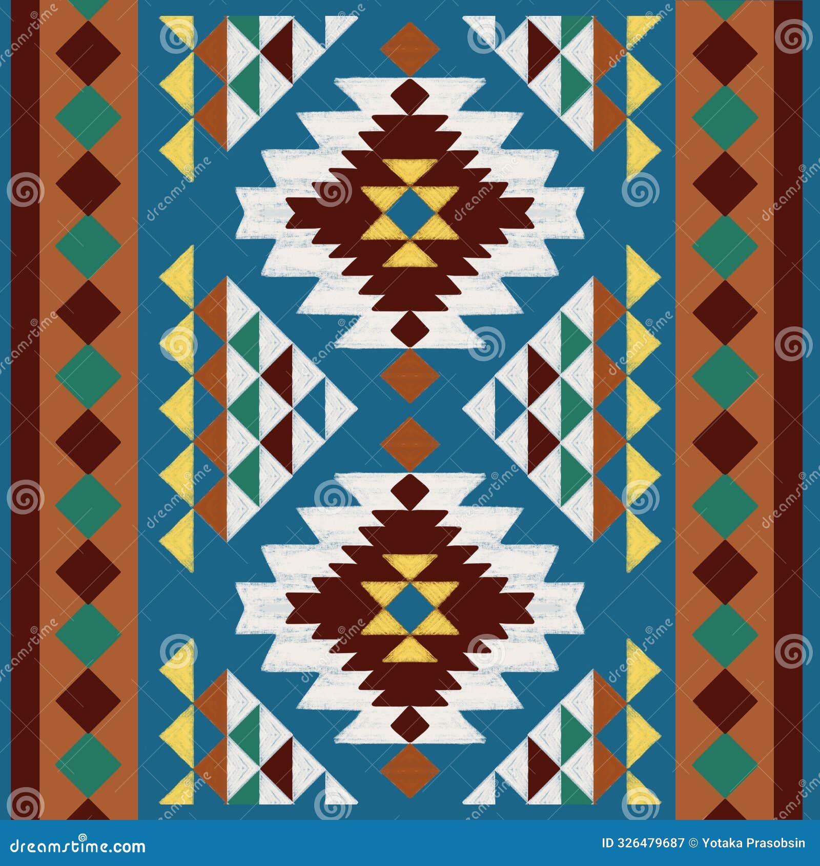 Tribal Arabian Fabric Pattern: Geometric Style in Red and Orange Tones ...