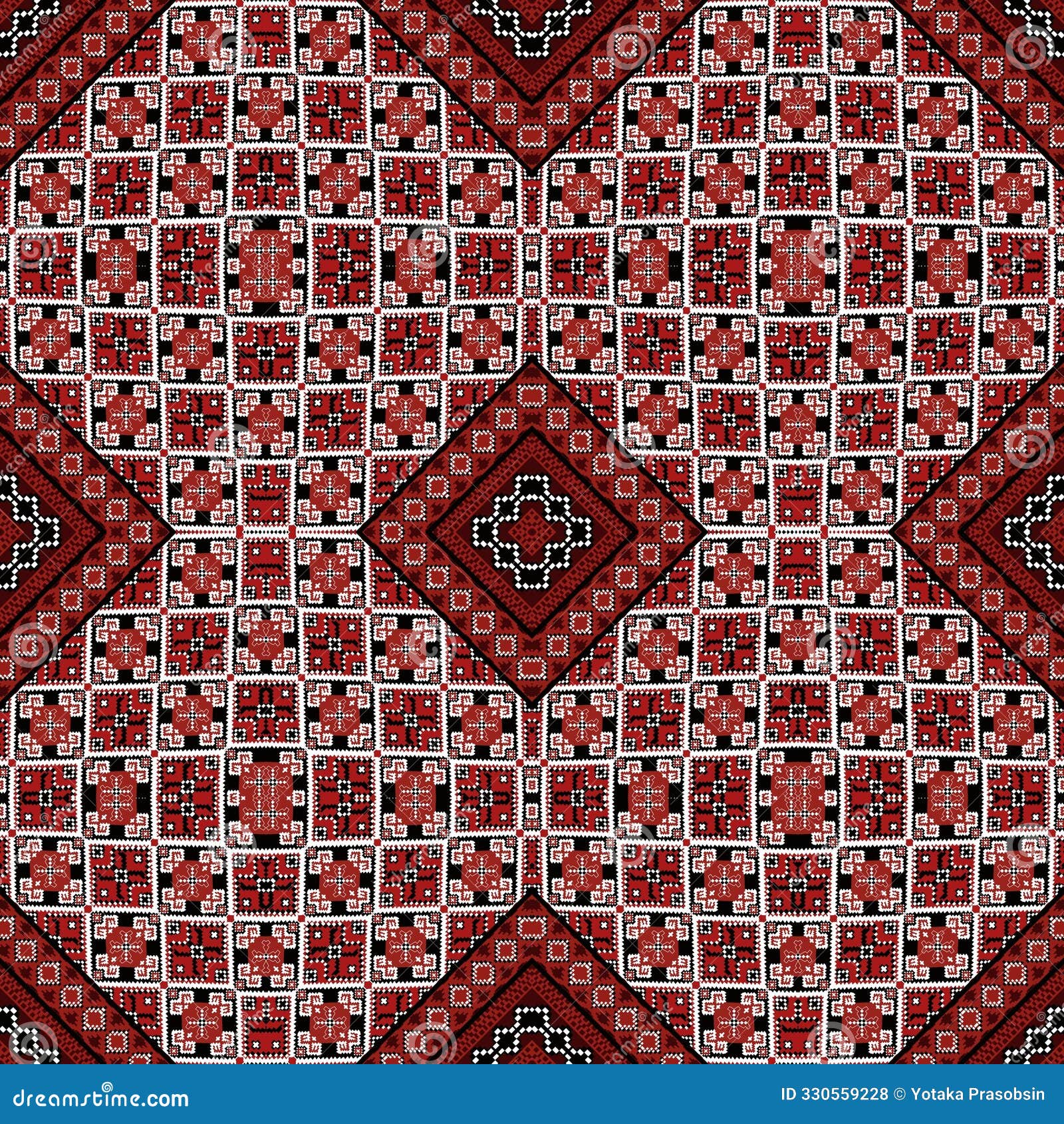 African Ethnic Fabric Patterns: Geometric Flowers in Red Tones for the ...
