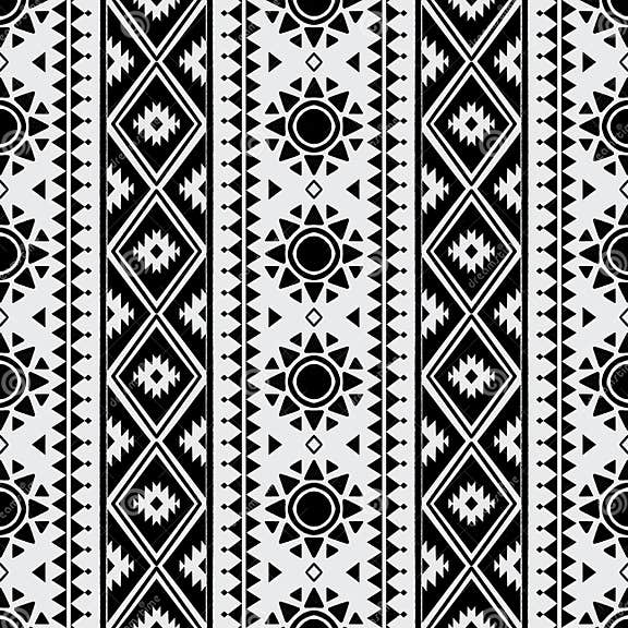 Black and White Geometric American Tribal Fabric Pattern: a Modern ...
