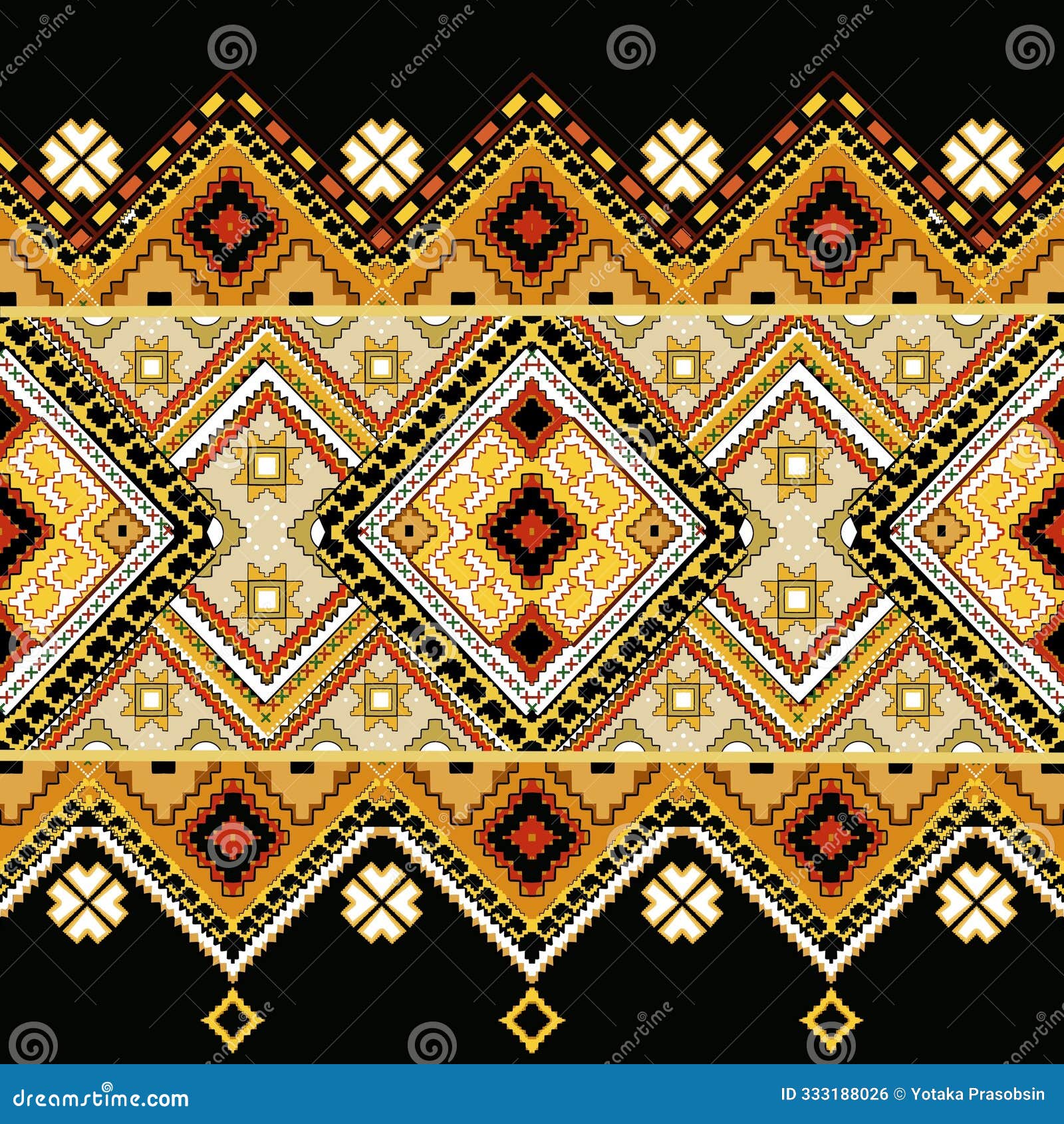 Indian Ethnic Fabric Patterns: Red Geometric Designs with Yellow-Orange ...