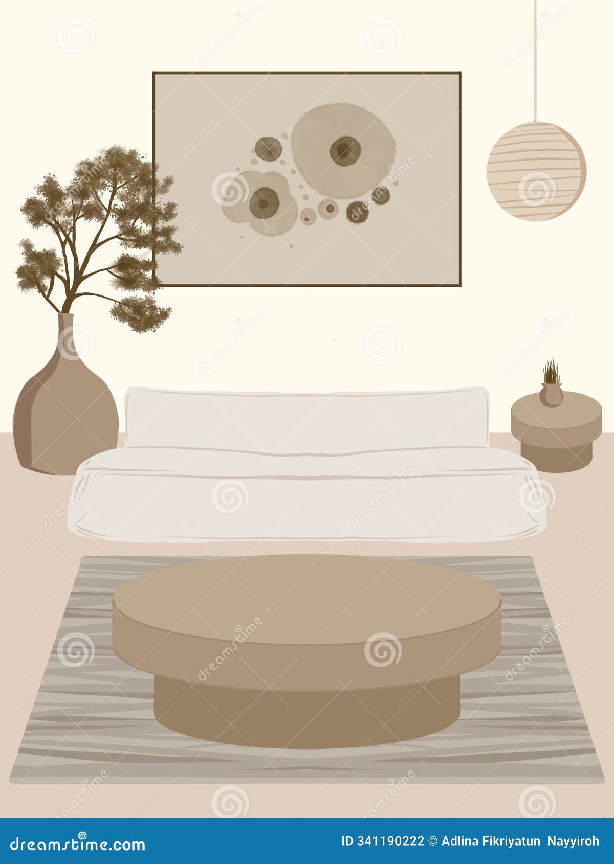 Illustration of a Living Room Design with a Comfortable Atmosphere with ...