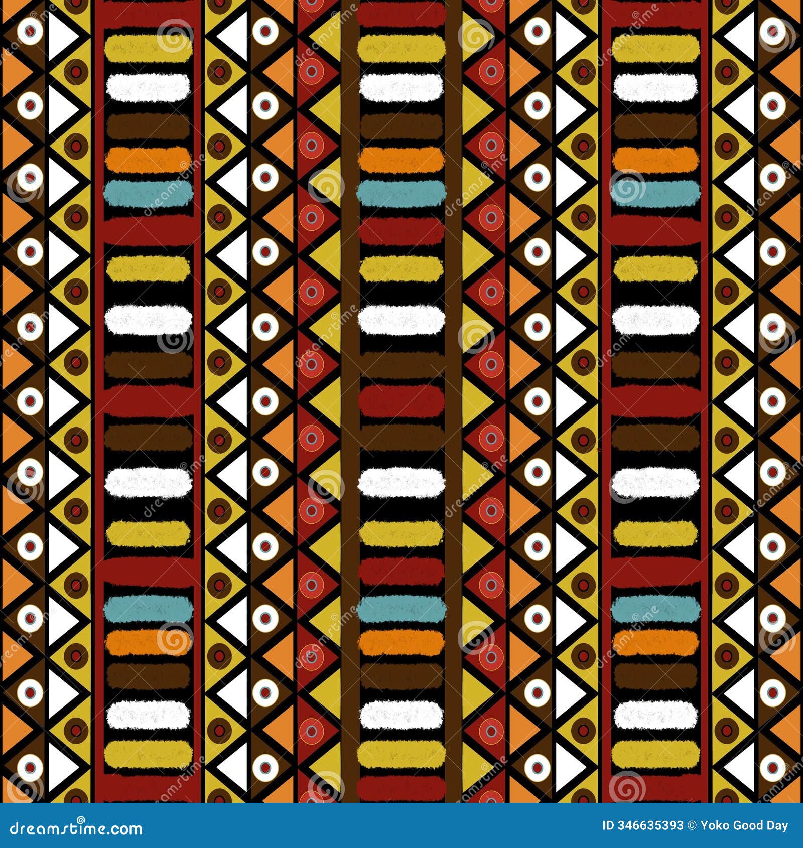 Timeless Tribal African Geometric Fabric Pattern in Red and Brown Stock ...