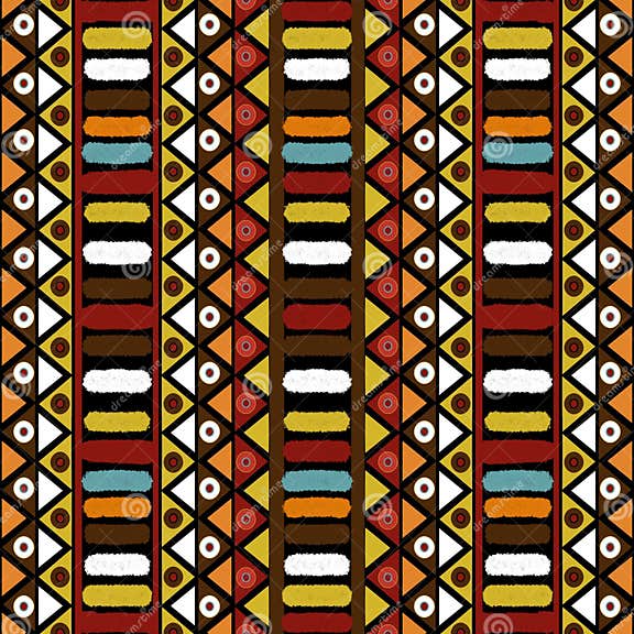 Timeless Tribal African Geometric Fabric Pattern in Red and Brown Stock ...