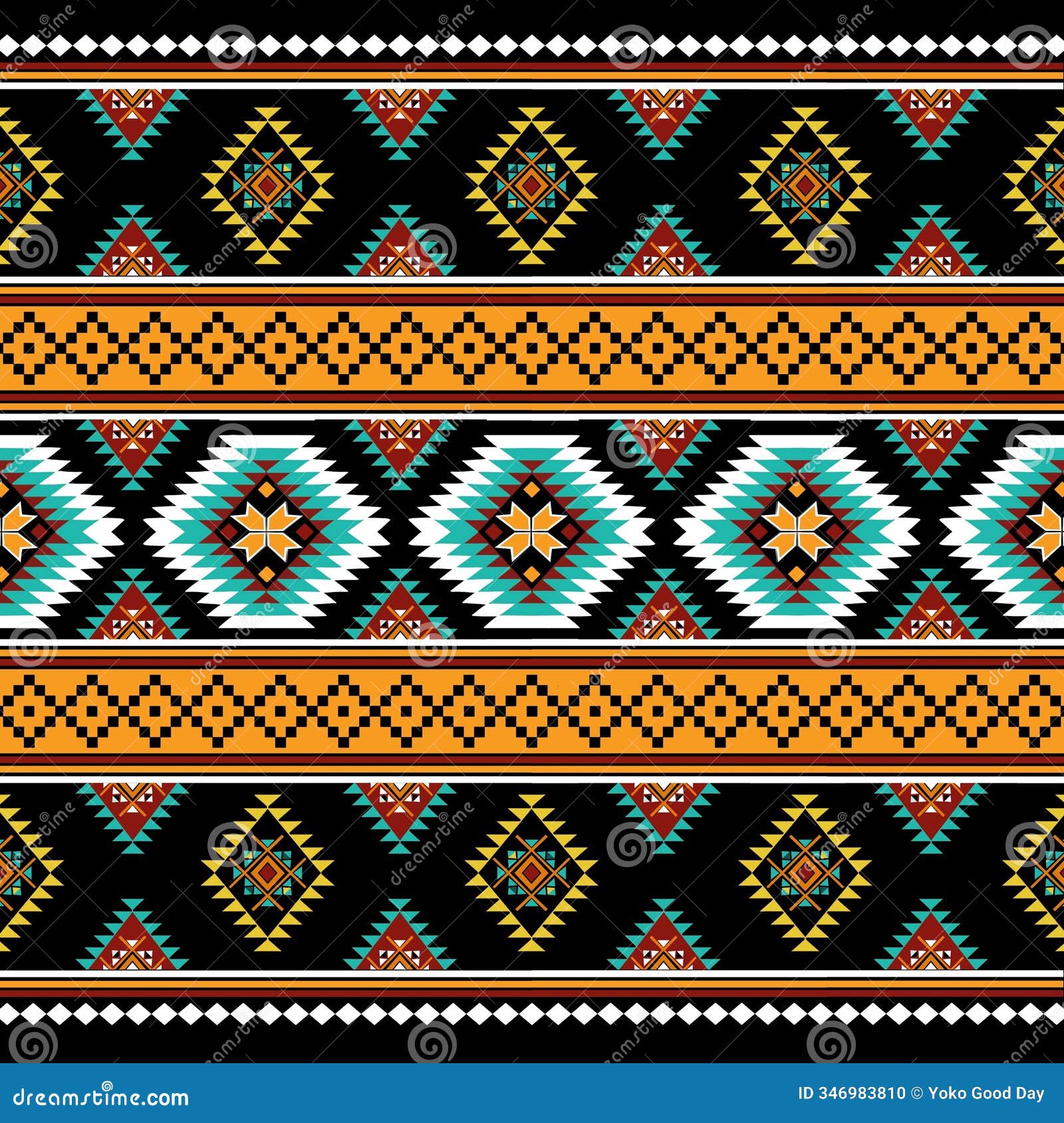 Tribal African Fabric Pattern in Blue and White Tones with Bright ...