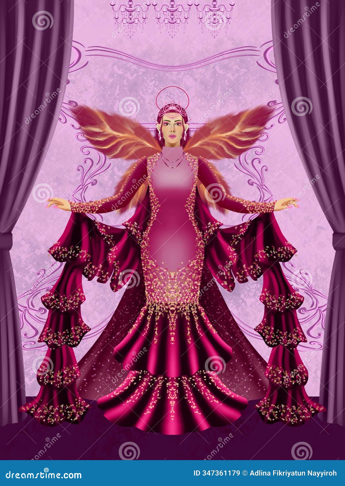 Fashion Illustration of a Woman Wearing a Charming Classic Luxury Dress Stock Illustration ...