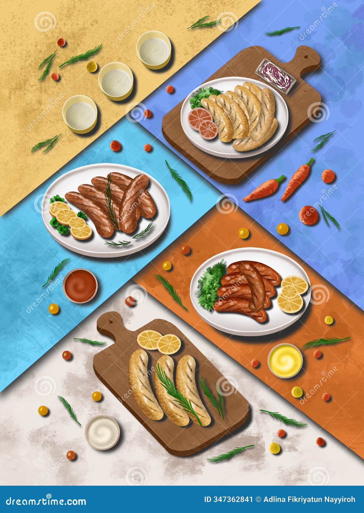 Delicious and Delicious Food and Drink Arrangements with Colorful ...