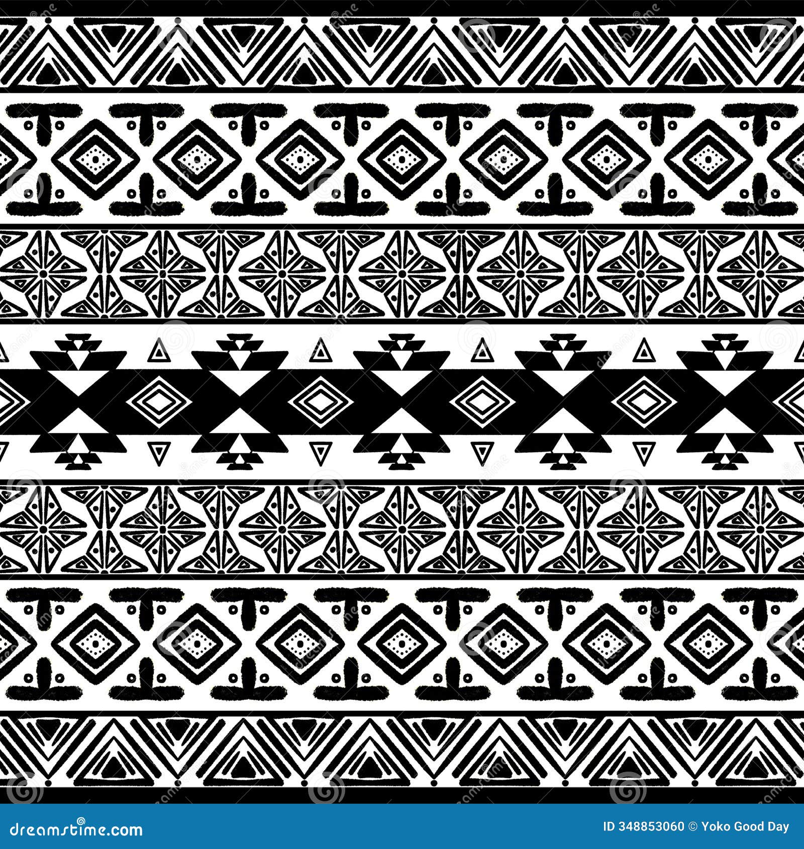 Indian Tribal Fabric Pattern in Black and White Tones Stock ...