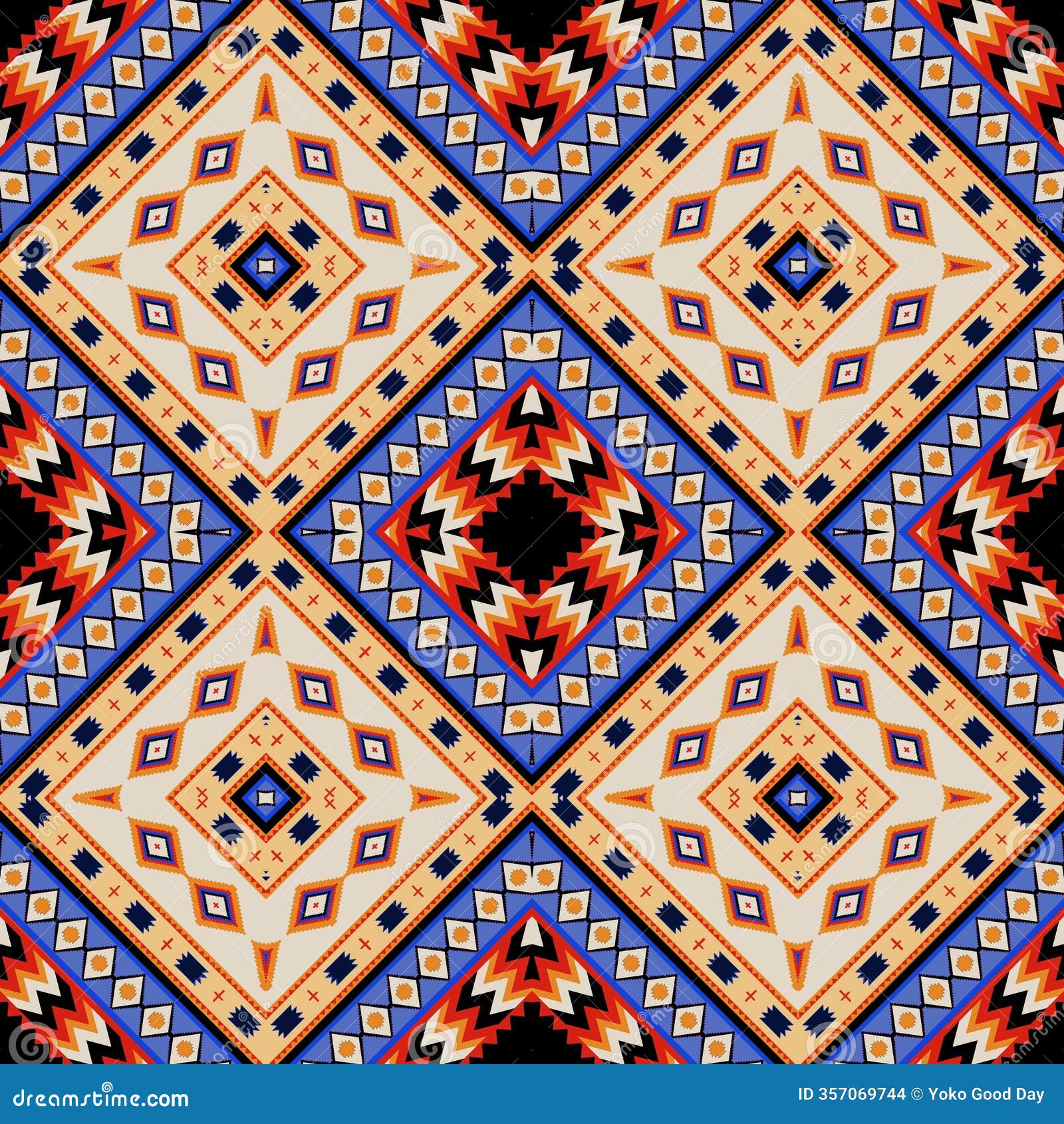 Dimensional Tribal African Fabric Pattern in Blue Geometric Style Stock ...