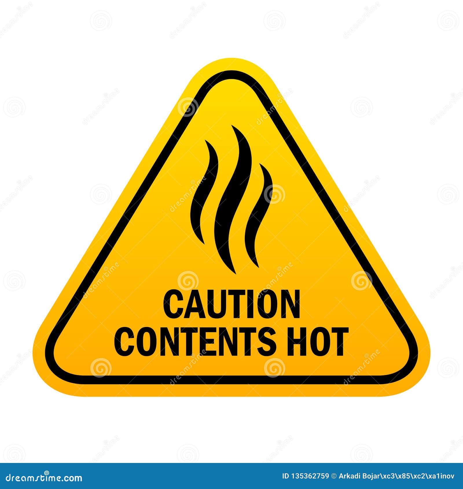 Caution sign contents hot stock vector. Illustration of icons - 135362759