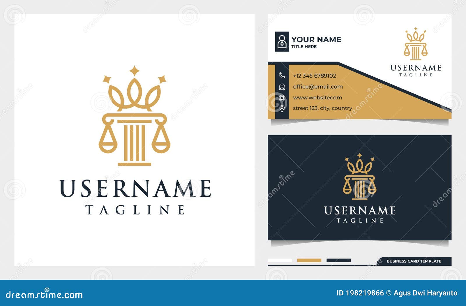 Law Firm, Attorney, Pillar and Elegance Crown Line Art Style Logo ...