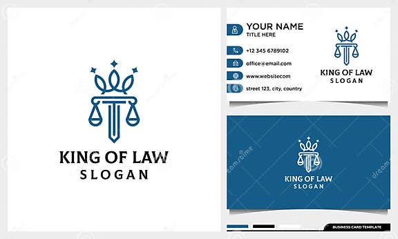 Law Firm, Attorney, Elegance Crown Line Art Style Logo with Business ...