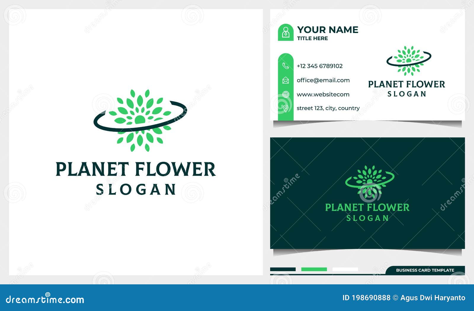 Space Flower Concept Logo Design with Business Card Stock Vector ...