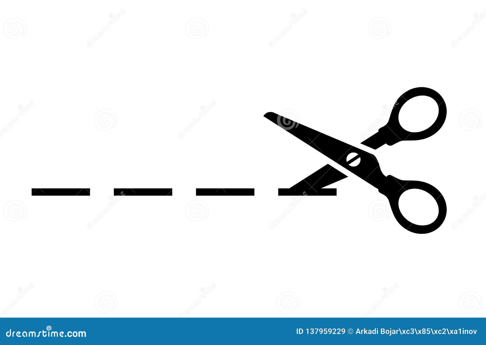 Cut Line Scissors Vector Icon Stock Vector - Illustration of isolated ...