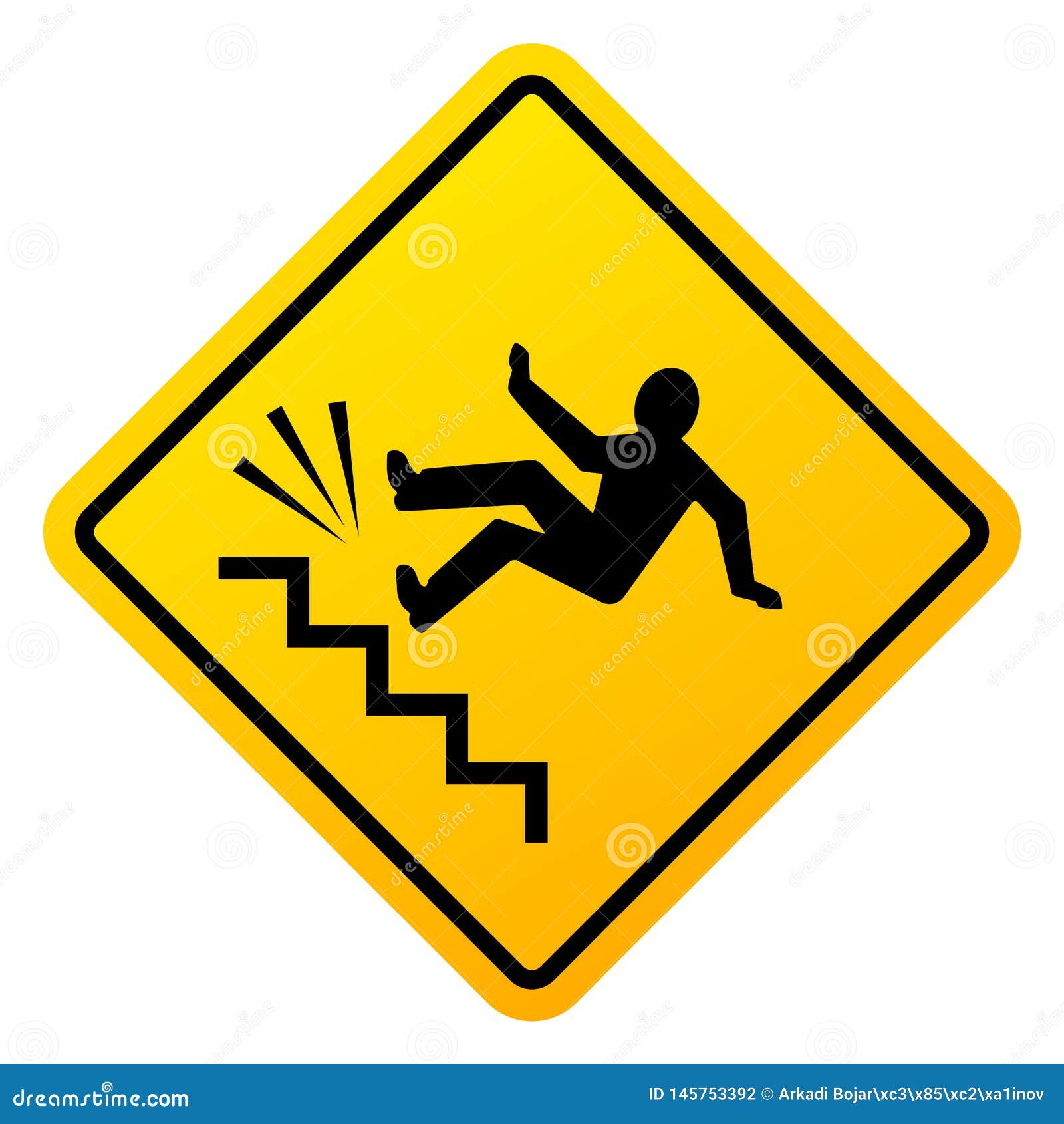 Danger of Stairs Falling Sign Stock Vector - Illustration of handrail ...