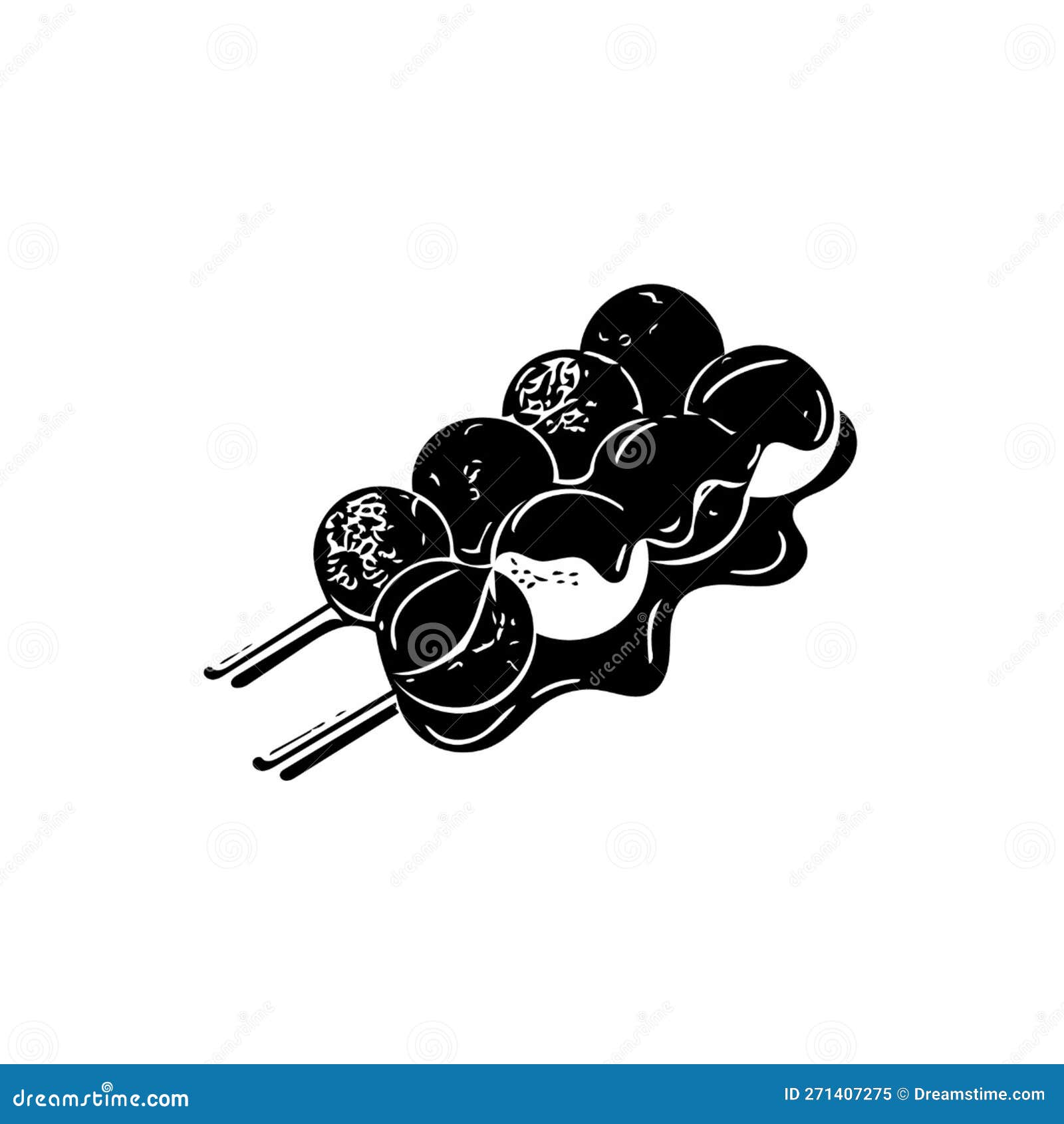 Hand Drawn Japanese Dango Dessert. Sweet Dango Japanese Food Vector ...