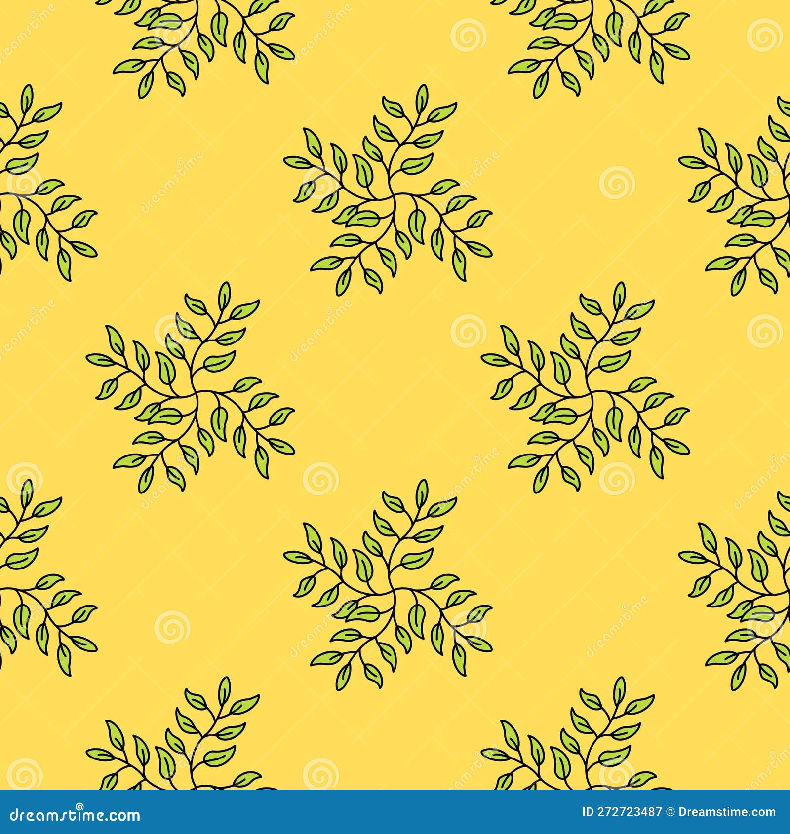 Seamless Pattern With Hand Drawn Doodle Leaf Stock Illustration
