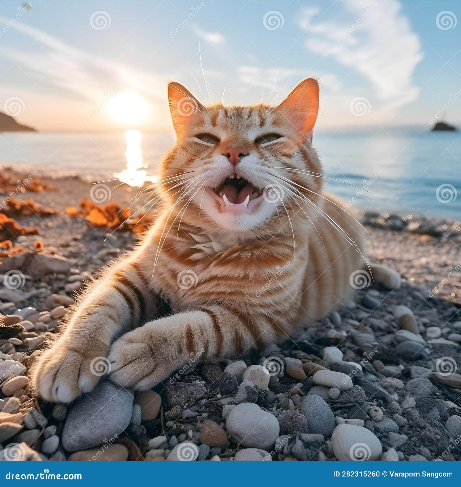 Discover the Tranquil Charms of Cats Relaxing on a Pristine Beach.AI ...