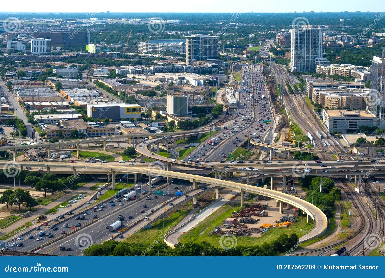 Urban Motion: Aerial 4K Image of Dallas Texas Traffic Flow on Busy ...