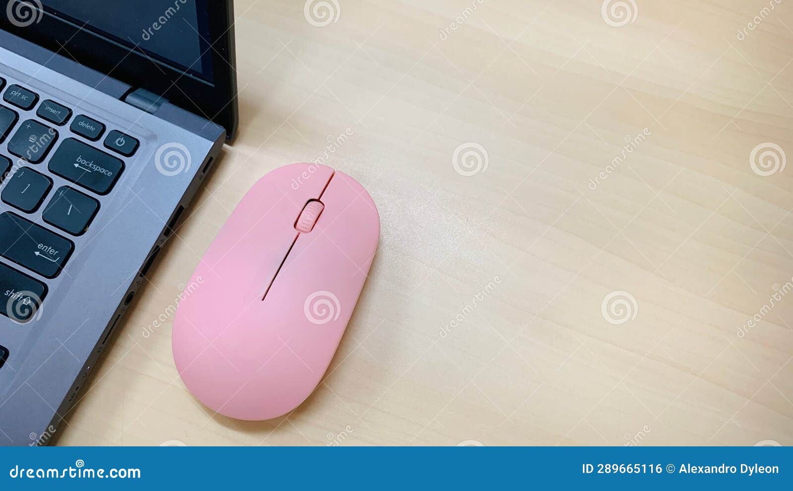 Laptop and Pink Mouse.Design Template Stock Photo - Image of transport ...