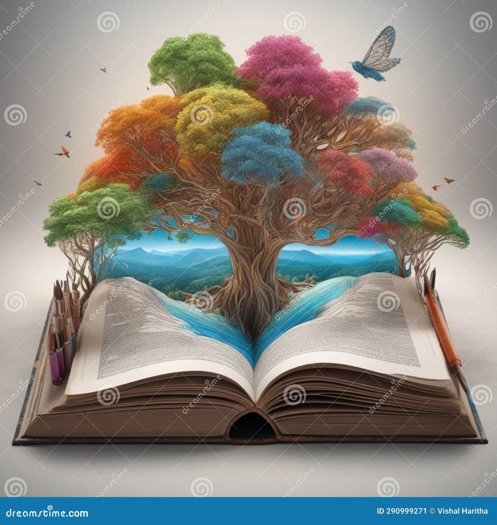 Beautiful,amazing World in a Book Ai Generated Image Stock Image ...