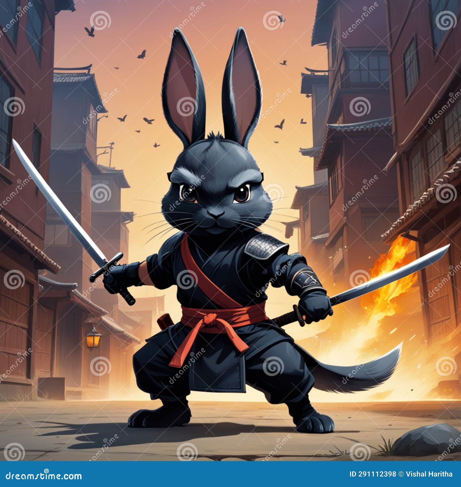 Ninja Rabbit Ai Generated Image Stock Illustration - Illustration of ...