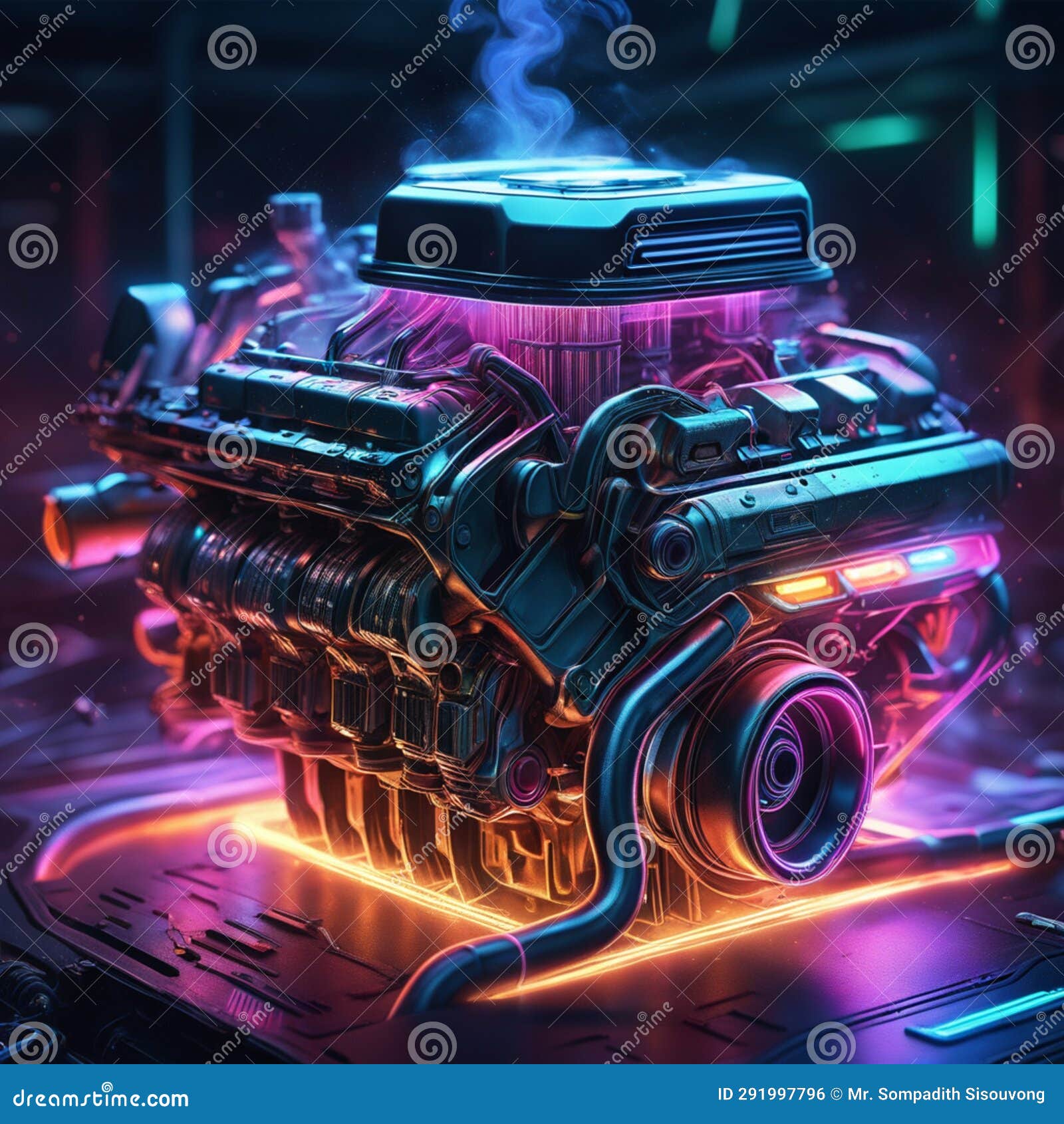 Neon Light Engine Car is a Custom Car that Has Been Outfitted with Neon ...