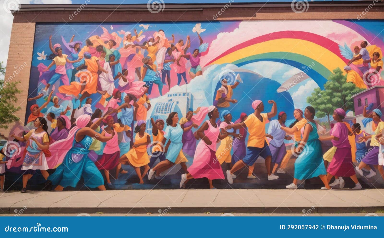 City Wall Depicting Scenes of Hope, Unity in the Face of Cancer Stock ...
