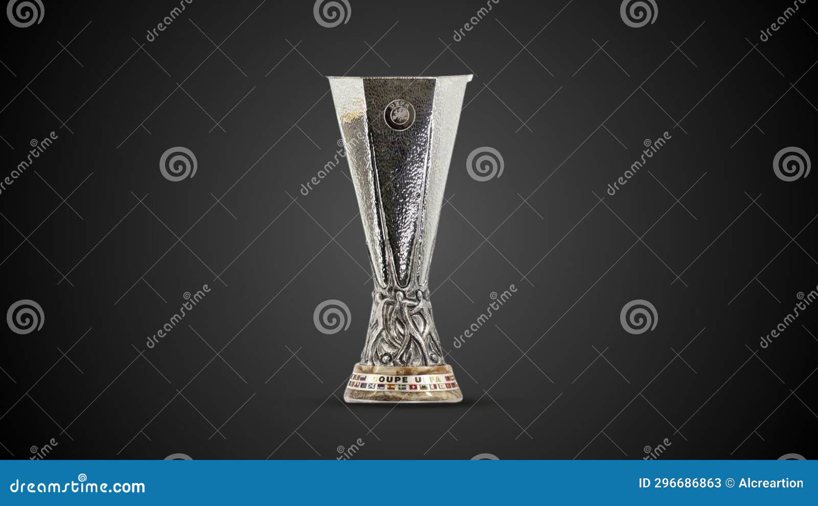UEFA Europa League Match Trophy with Logo Isolated on Black Background ...