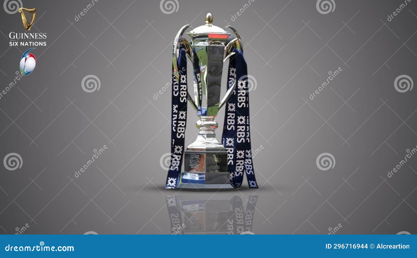 Rugby Six Nations 2024 Trophy With Six Nations Logo On Gary Background ...