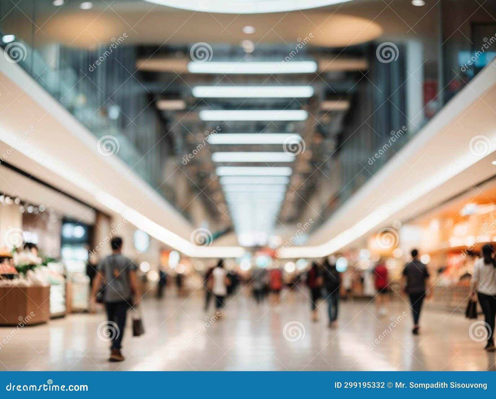Inside Shopping View with Shops and Shoppers, Background Stock ...