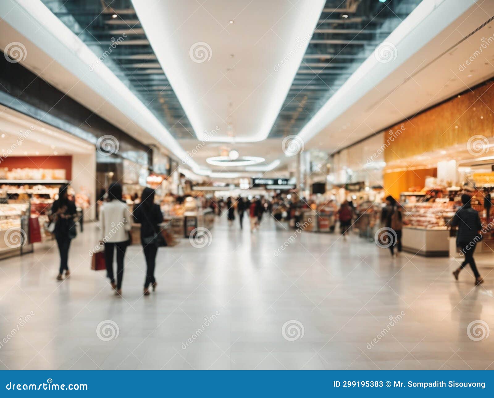 Inside Shopping View with Shops and Shoppers, Background Stock ...