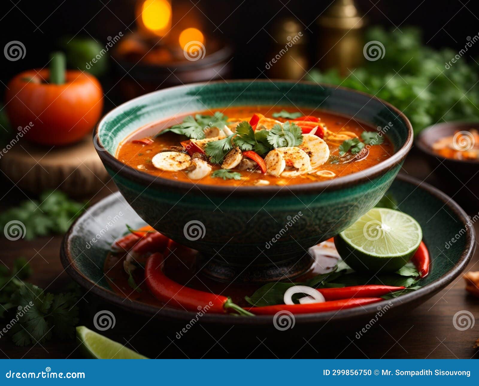 Delicious Tom Yum Soup, Vibrant Flavorful Thai Dish, Aromatic Broth ...