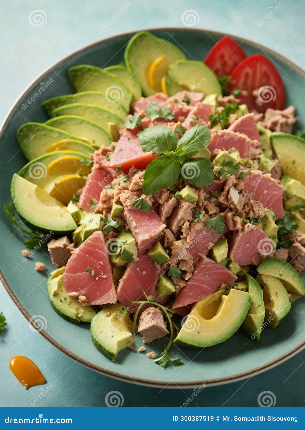 Delicious Tuna Avocado Salad, Chunks Of Red Tuna Nestle Against Creamy ...